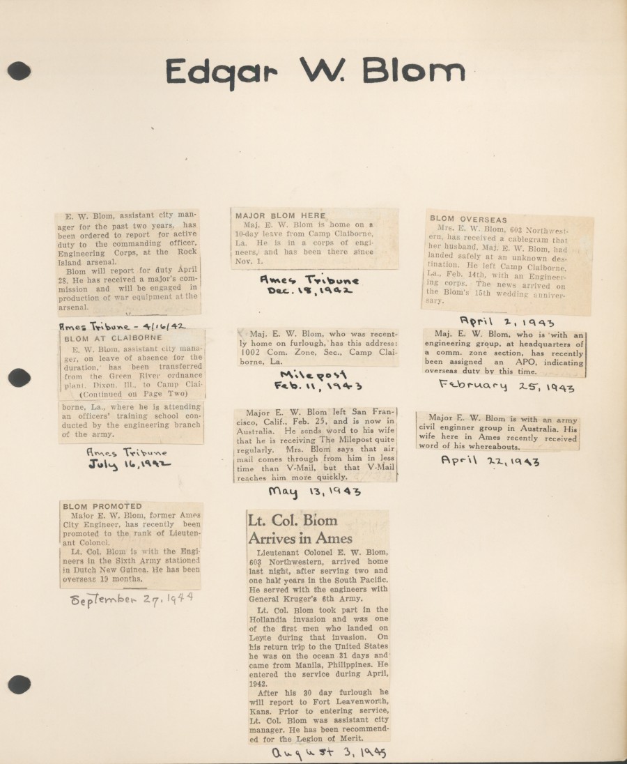 Edgar William Blom | Ames History Museum