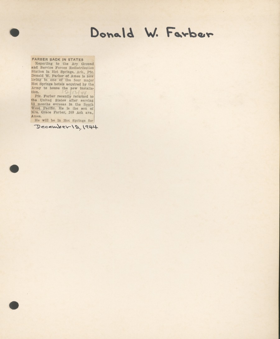 Donald W. Farber | Ames History Museum