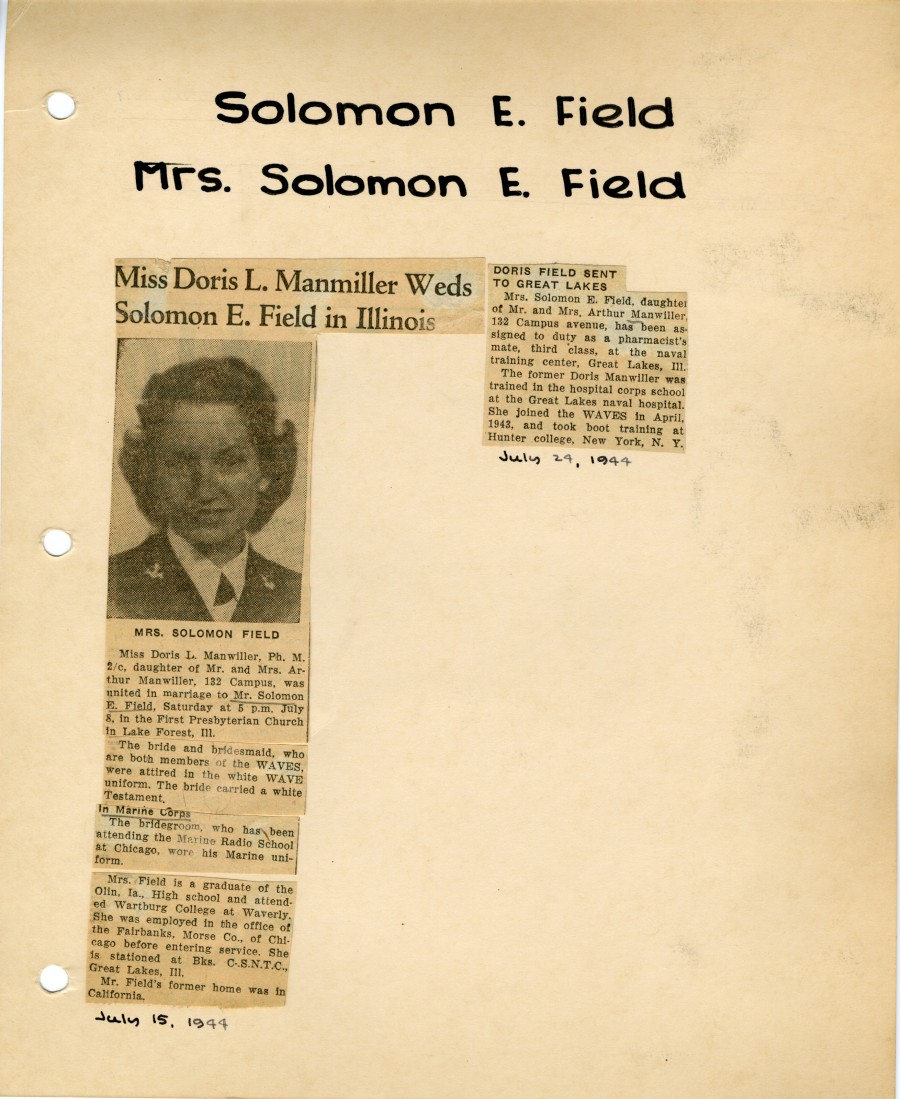 Solomon E. Field | Ames History Museum