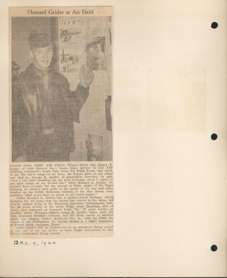 Howard Gilbert Grider | Ames History Museum