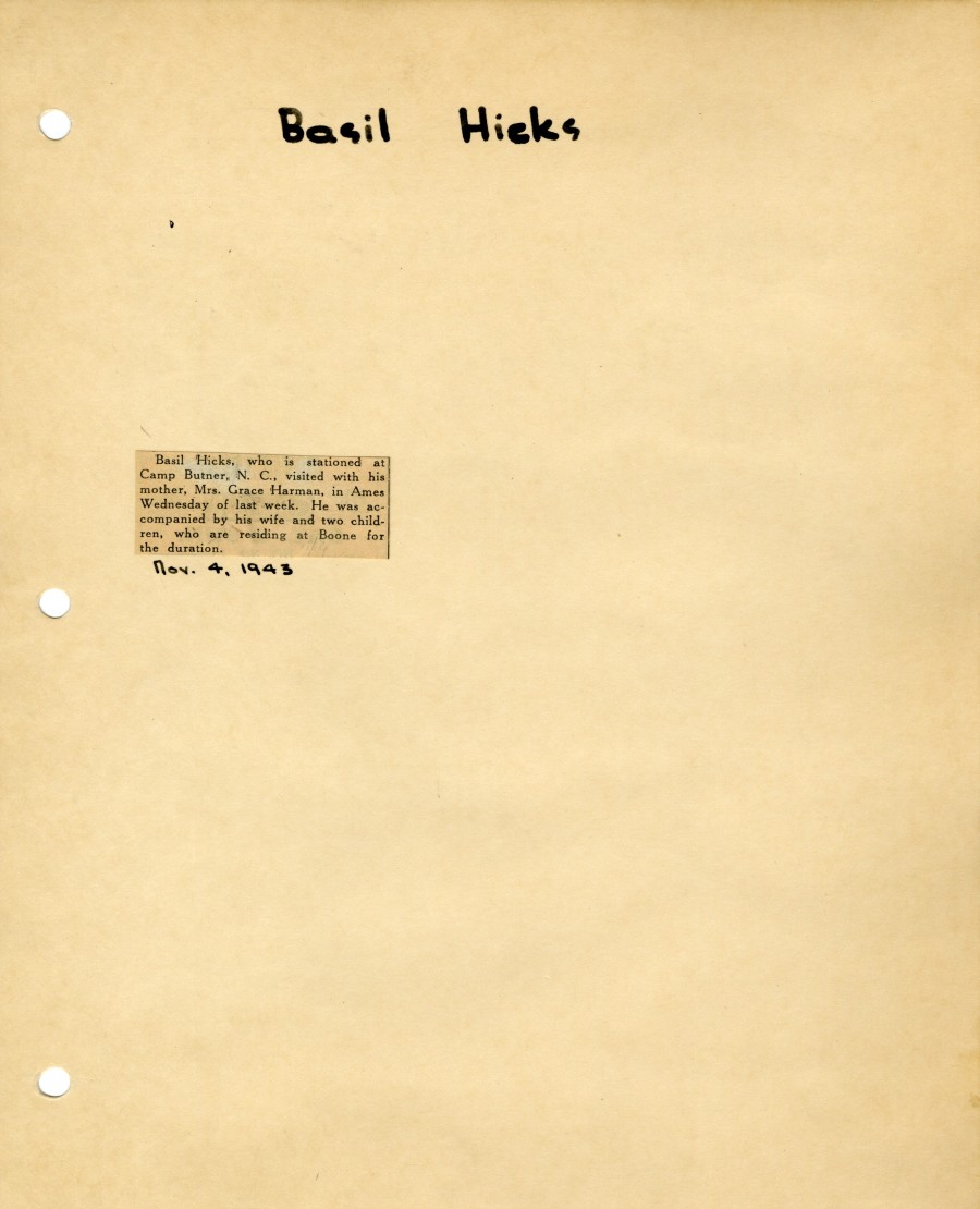 Basil Hicks | Ames History Museum