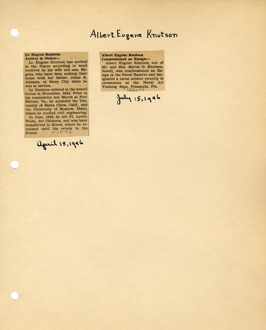 Albert Eugene Knutson | Ames History Museum