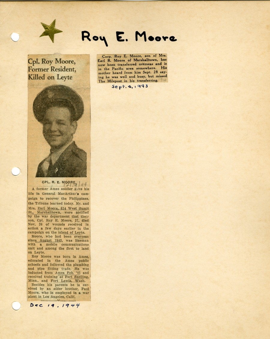 Roy Earl Moore | Ames History Museum