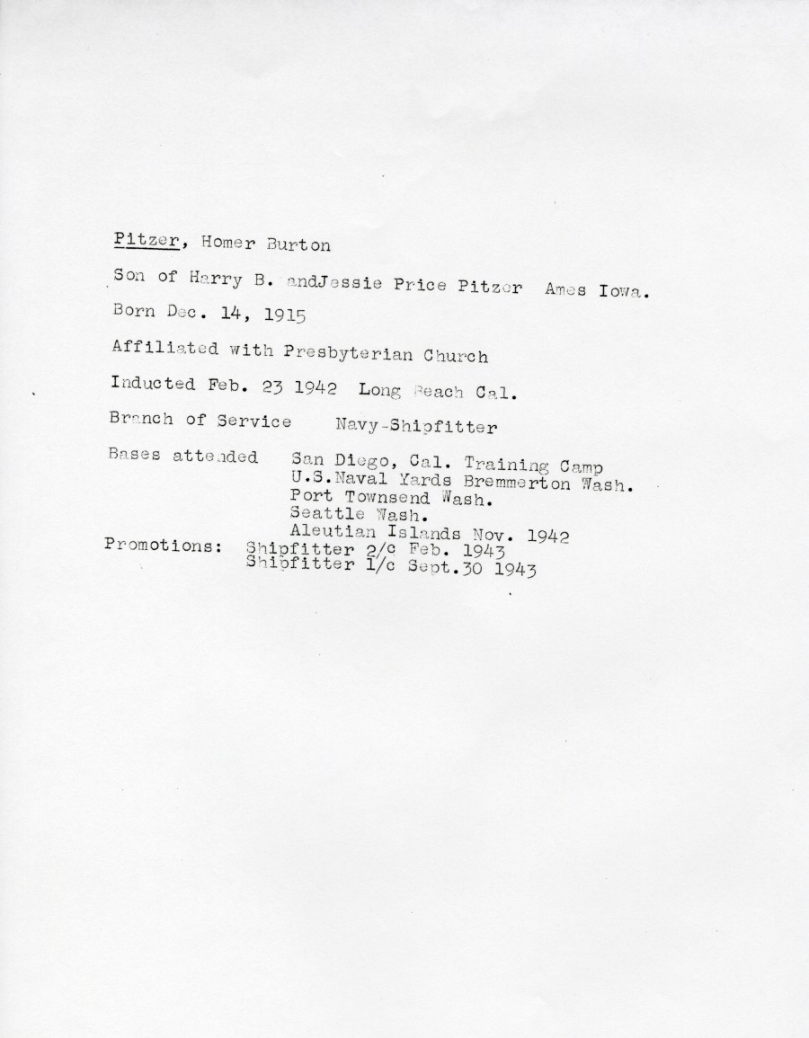 Homer Burton Pitzer | Ames History Museum