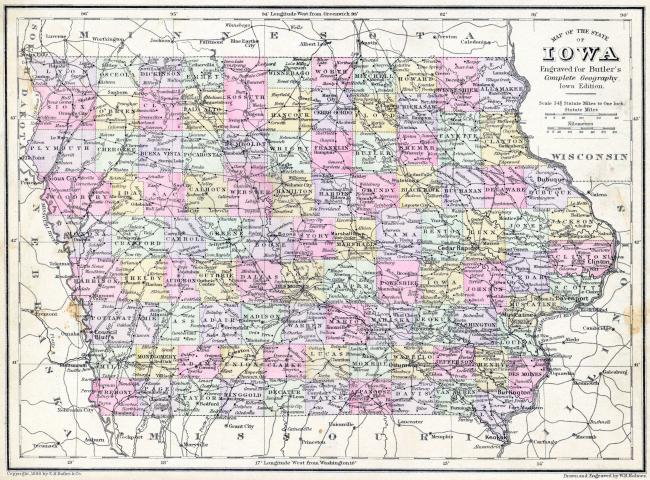 1886 Butler's Iowa Map | Ames History Museum